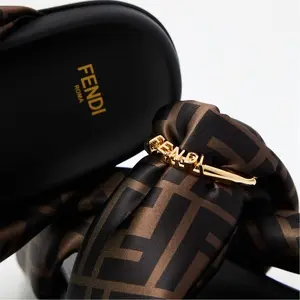 Fendi Logo Satin Slippers