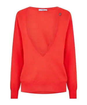 Prada V-neck Jumper - Red
