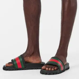 Gucci Web Stripe Rubber Slides