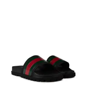 Gucci Web Stripe Rubber Slides