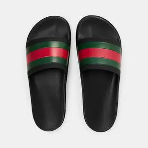 Gucci Web Stripe Rubber Slides