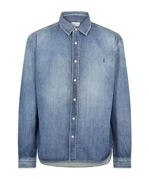 Saint Laurent Light Faded Denim Button-up Shirt - Blue