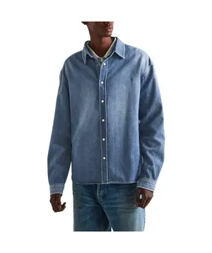 Saint Laurent Light Faded Denim Button-up Shirt - Blue