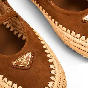 Prada Suede Ballet Flats With Double Strap Detail