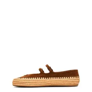 Prada Suede Ballet Flats With Double Strap Detail