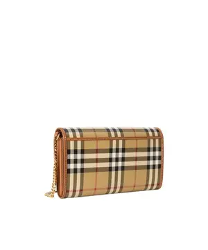 Burberry Hannah Check Wallet On Chain - Nude