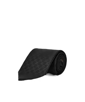 Gucci Jacquard Diamond Neck Tie - Black