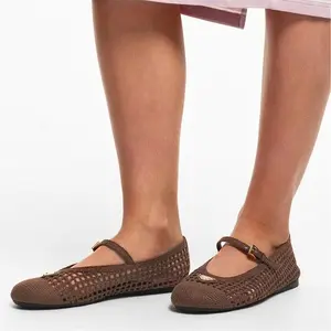 Prada Crochet Ballet Flats - Brown