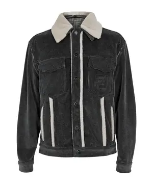 Fendi Corduroy Sherpa Jacket - Black