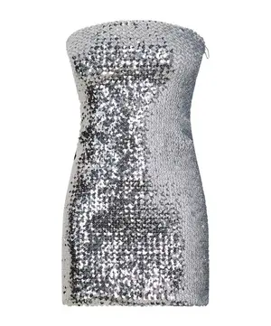 Gucci Sequined Strapless Mini Dress - Gray