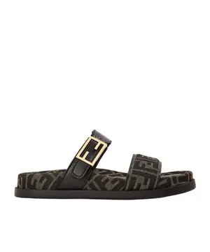 Fendi Double Strap Logo Flat Sandals