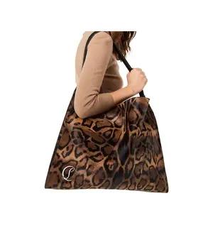 CHRISTIAN LOUBOUTIN Leopard Print Leather Shoulder Bag