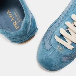 Prada Suede And Nylon Low-top Sneakers - Blue