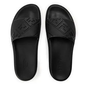 Fendi Logo Embossed Flat Slides
