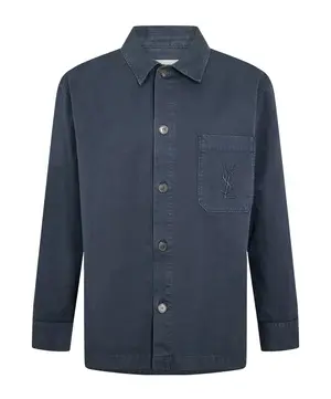 Saint Laurent Workwear Shirt Jacket With Embroidered Logo