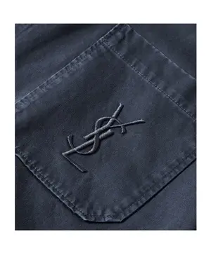 Saint Laurent Workwear Shirt Jacket With Embroidered Logo