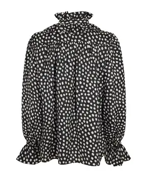 Chloé Polka Dot Ruffled High Neck Blouse