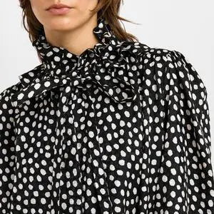 Chloé Polka Dot Ruffled High Neck Blouse