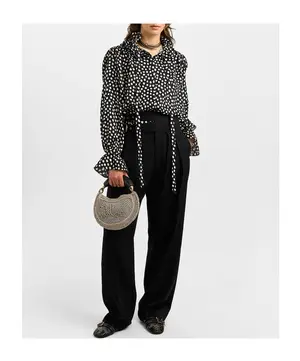 Chloé Polka Dot Ruffled High Neck Blouse
