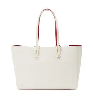 CHRISTIAN LOUBOUTIN Pebbled Leather Tote Bag - White