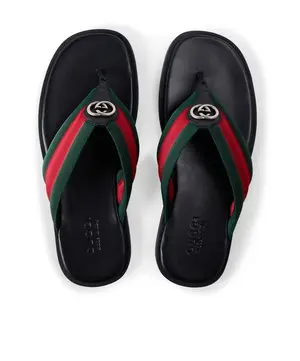 Gucci Logo Flip Flops - Black