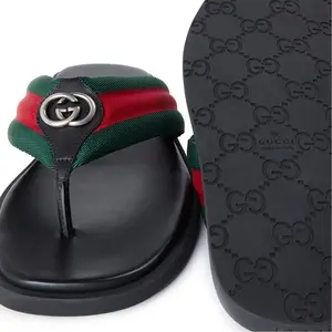 Gucci Logo Flip Flops - Black
