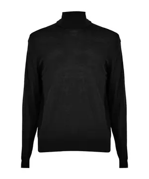 Saint Laurent Solid Color Casual Knit Sweater - Black
