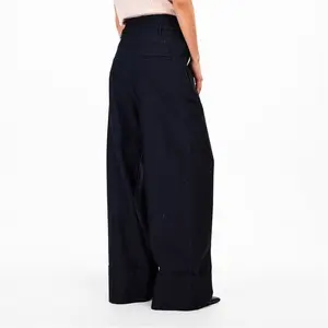 Fendi High Waist Wide Leg Pinstripe Pants - Black