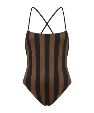 Fendi Striped One-piece Swimsuit - Black