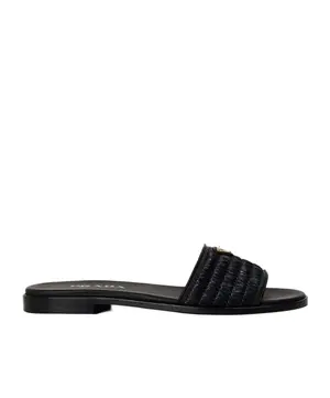 Prada Logo Open-toe Slippers - Black