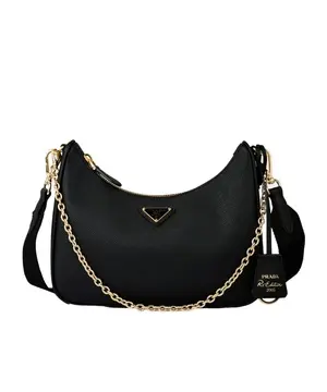 Prada Re-edition 2005 Logo Shoulder Bag - Black