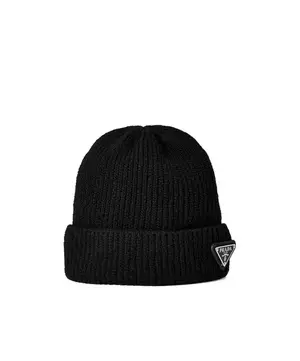Prada Prada Badge Logo Beanie Nero