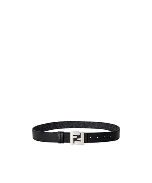 Fendi Ff Reversible Leather Belt - Black