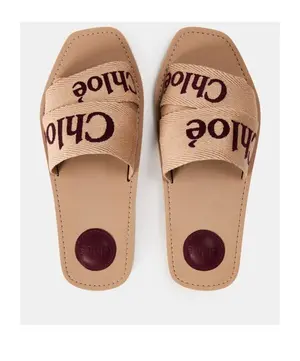 Chloé Logo Slippers - Nude