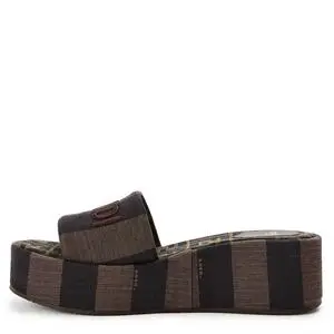 Fendi Jacquard Platform Slides - Black