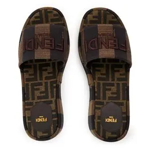 Fendi Jacquard Platform Slides - Black