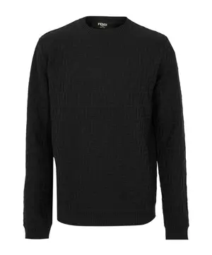 Fendi Crew Neck Knit Long Sleeve Top - Black
