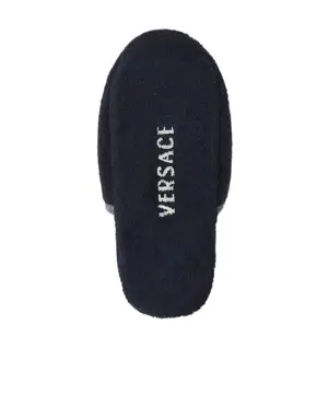 Versace Cotton Terry Jacquard Slippers With Medusa Motif - Blue
