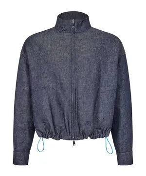 Fendi Stand Collar Zip-up Denim Jacket