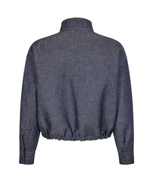 Fendi Stand Collar Zip-up Denim Jacket