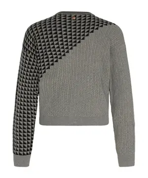Versace Geometric Pattern Cable Knit Sweater - Gray