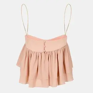 Chloé Peplum Camisole Top With Chain Straps And Ruffle Hem