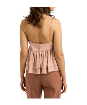 Chloé Peplum Camisole Top With Chain Straps And Ruffle Hem