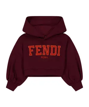 Fendi Printed Logo Hoodie Sweatshirt - Brown