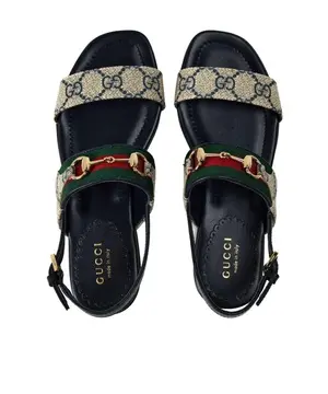 Gucci Canvas Sandals With Horsebit Detail
