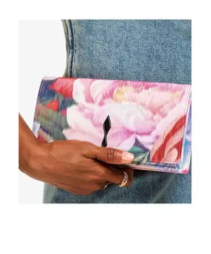 CHRISTIAN LOUBOUTIN Floral-print Chain Wallet - Pink