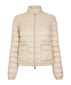 Moncler Moncler Lans Short Down Jacket With Stand Collar And Zip Fastening Nude