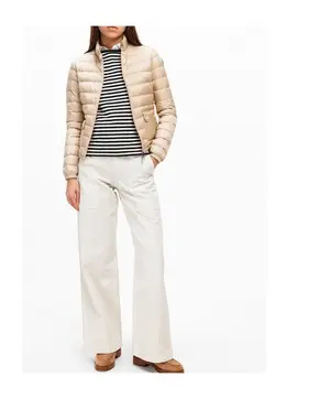 Moncler Lans Short Down Jacket With Stand Collar And Zip Fastening - Nude