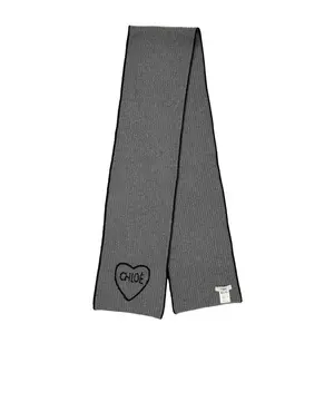 Chloé Grey Ribbed Knit Scarf