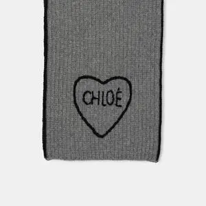 Chloé Grey Ribbed Knit Scarf